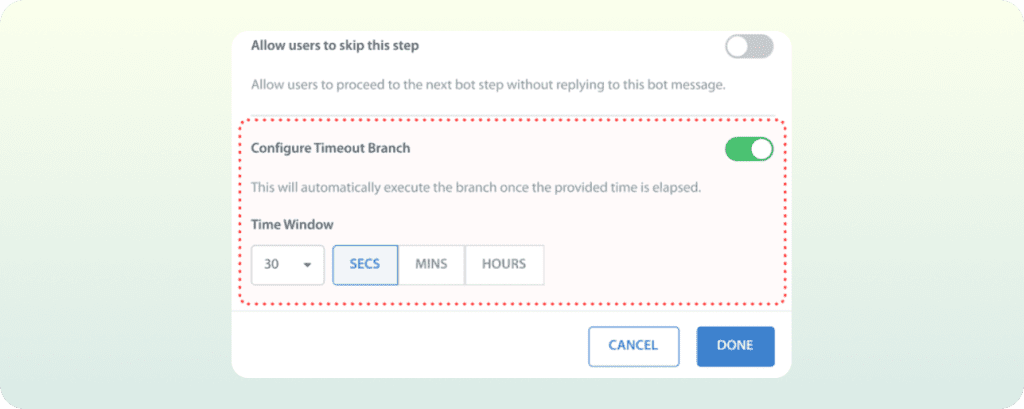 Bot Step With Timeout Capability | Helpshift