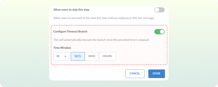Bot Step With Timeout Capability | Helpshift